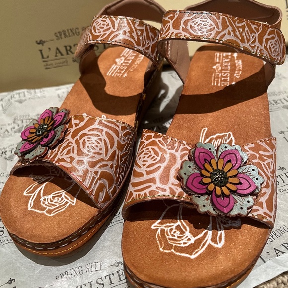 Spring Step | Shoes | New Lartiste By Spring Step Leather Wedge Sandals ...